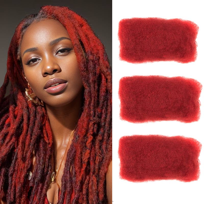 QVR Upgrade Red Color Afro kinky Bulk Hair Extensions For Braiding ...